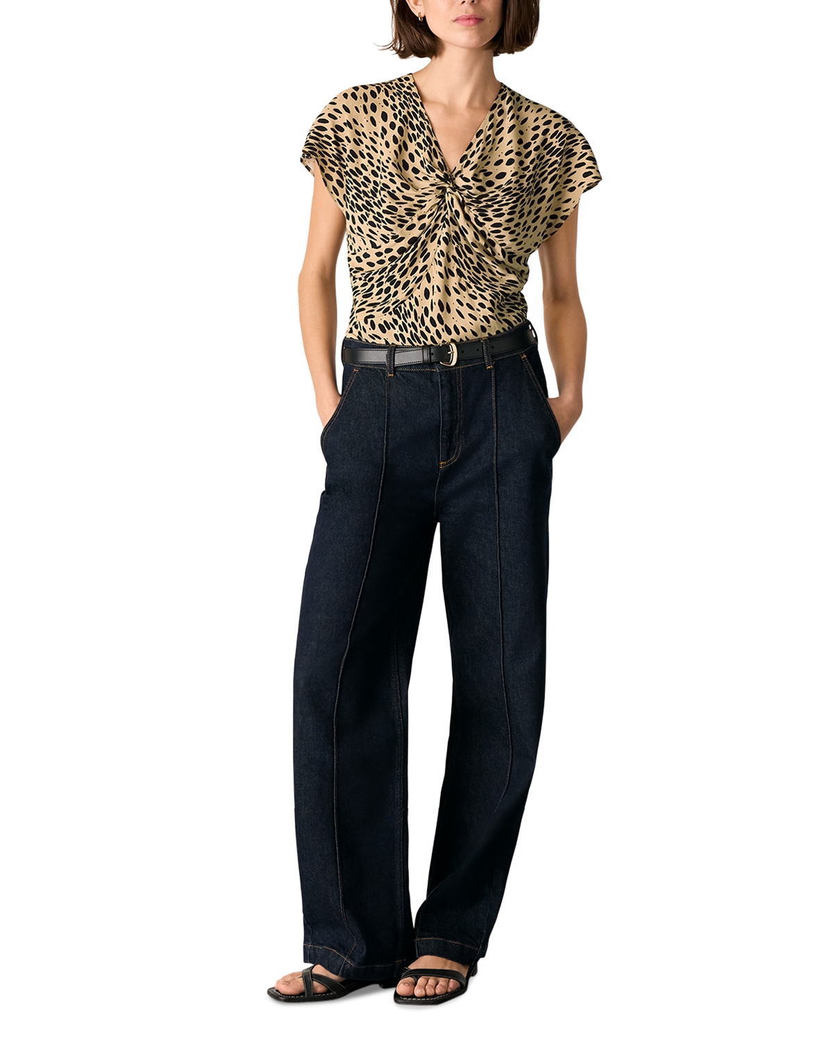 WHISTLES Animal Spot Printed Blouse